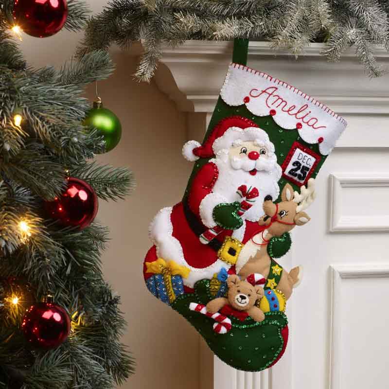 Santa and Friends Felt Applique Stocking Kit by Bucilla